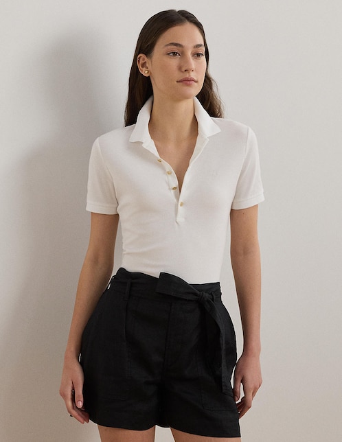 Playera manga corta Lauren Ralph Lauren cuello polo para mujer 1