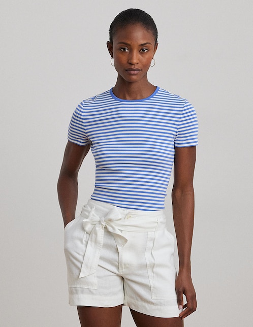 Playera manga corta Lauren Ralph Lauren cuello redondo para mujer 1