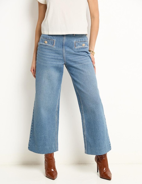 Jeans relaxed wide leg Julio corte cintura alta para mujer 1