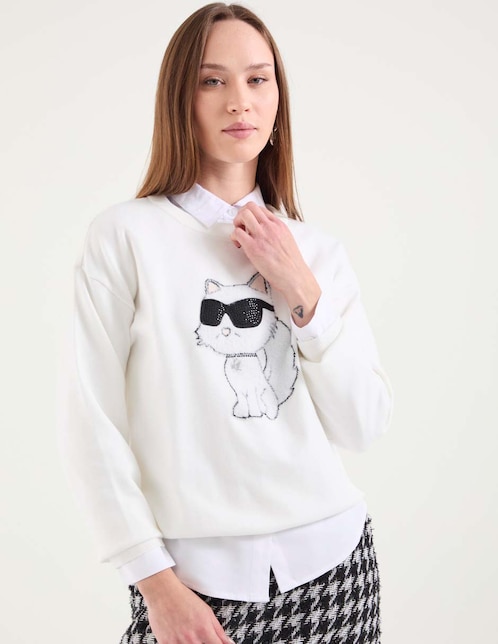 Suéter Karl Lagerfeld Paris cuello redondo para mujer 1